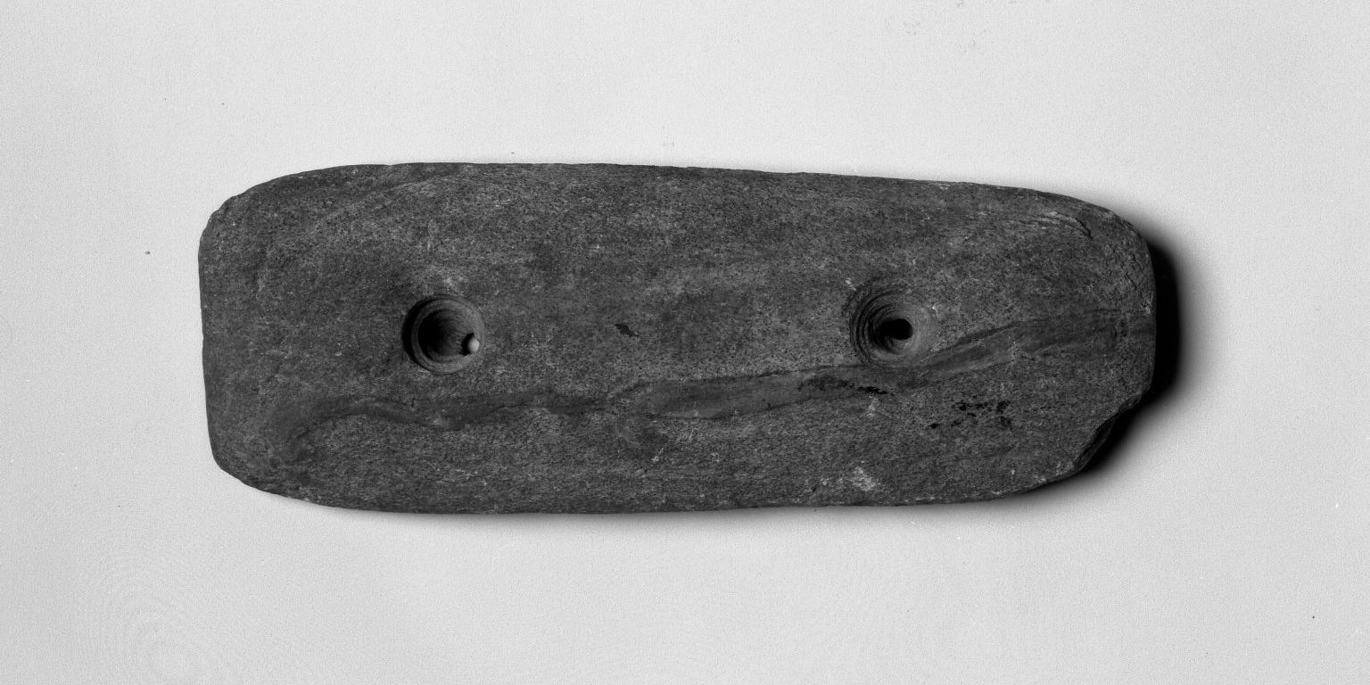 Flat Grey Rectangular Gorget with 2 Drilled Holes · Brooklyn Museum