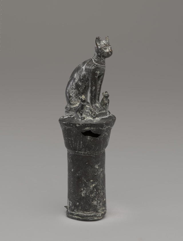 Goddess Bastet as a Cat on a Lotus Column · Brooklyn Museum