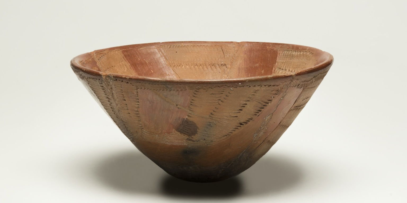 Bowl with Alternate Impressed and Red-polished Panels · Brooklyn Museum