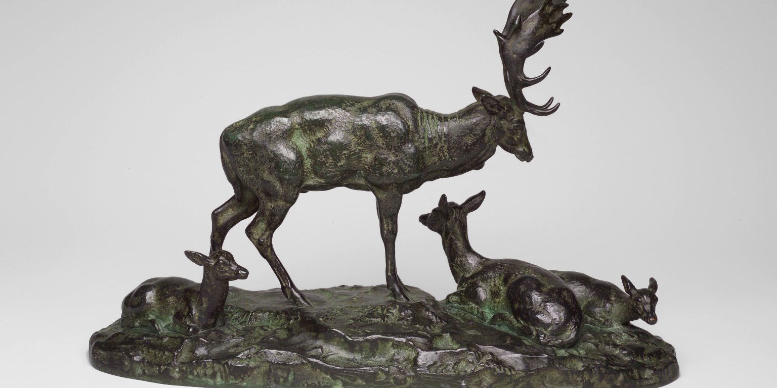 Buck, Doe, and Two Fawns, or Family of Deer (Daim, daine et deux faons ...