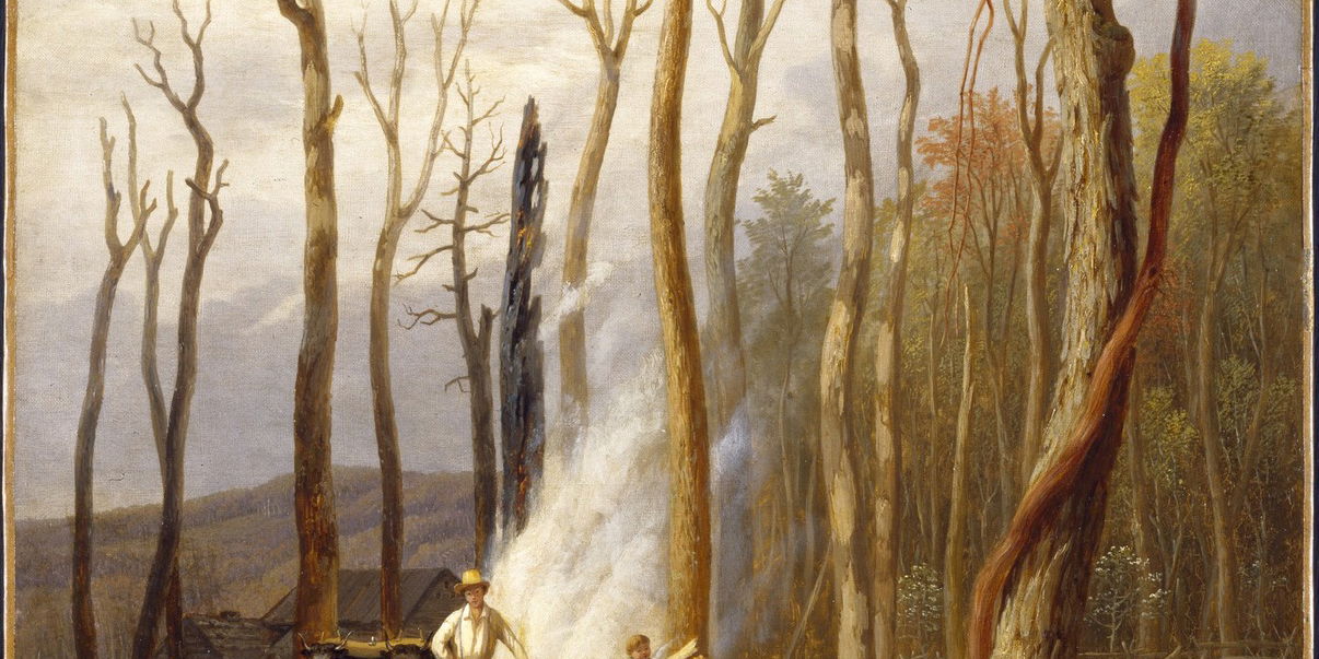 Spring--Burning Trees in a Girdled Clearing, Western Scene · Brooklyn ...