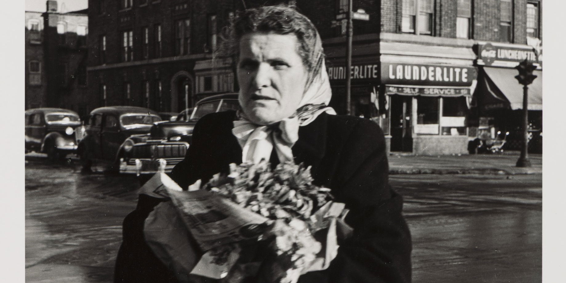 Woman with Groceries Crossing the Street (Sutter Avenue, Brownsville ...