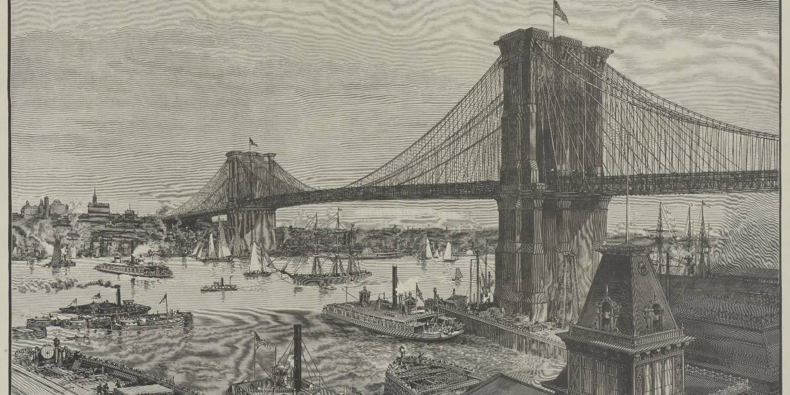 The New York and Brooklyn Suspension Bridge from the Brooklyn Side ...