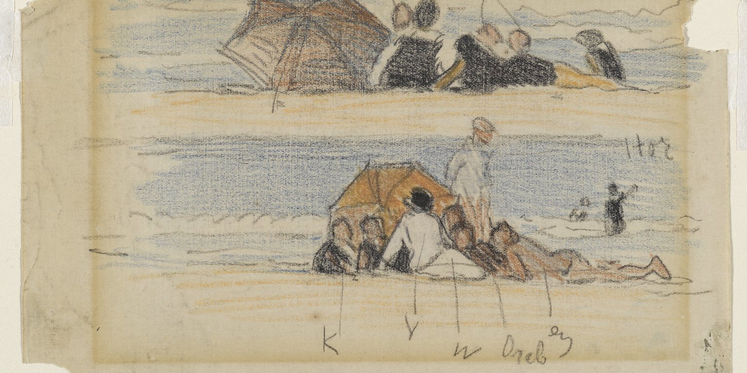 Two Sketches of Beach Figures · Brooklyn Museum