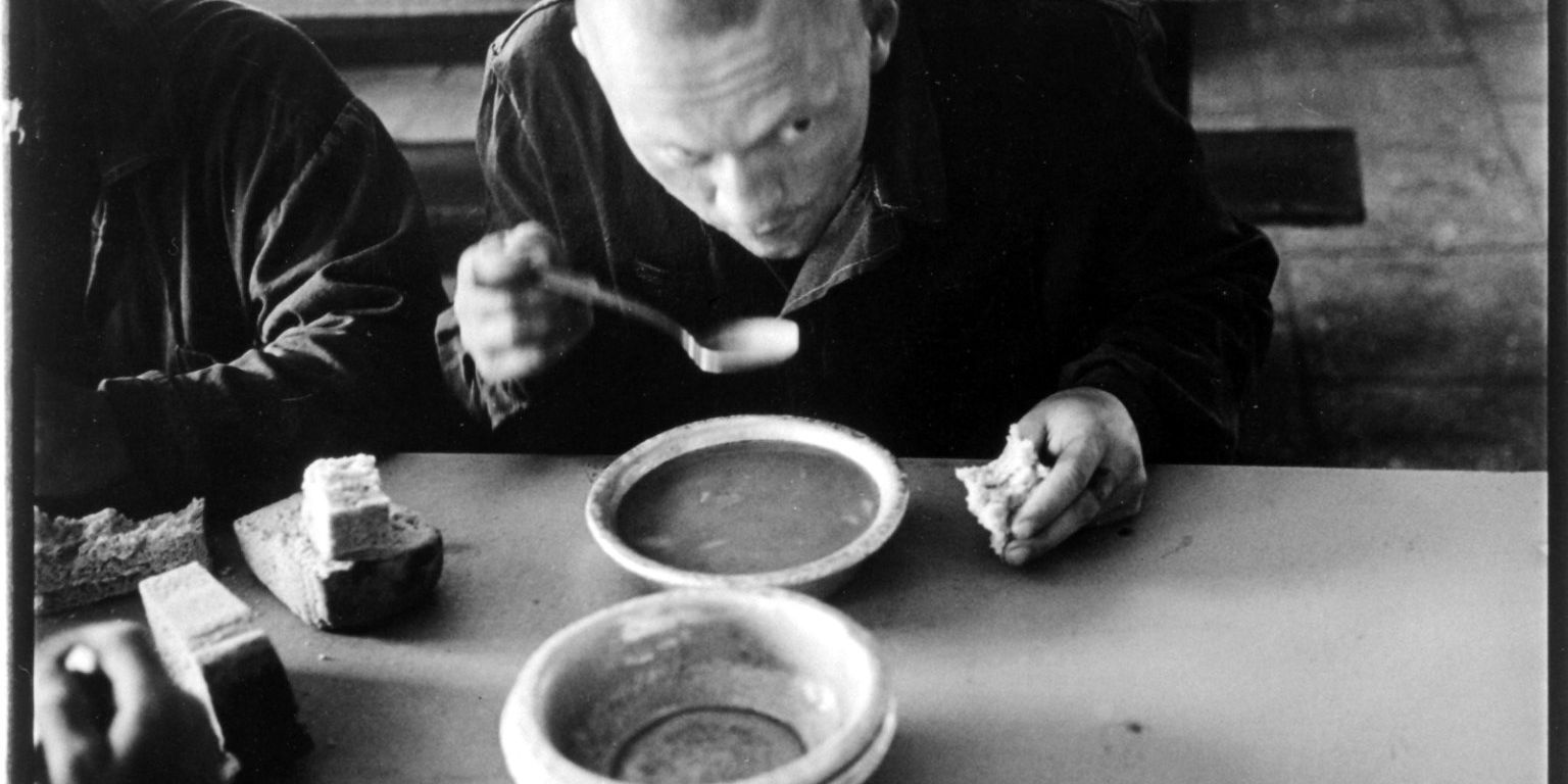 Omsk Prison Colony, Omsk, Russia 2001, Prisoner with Bowl of Soup ...