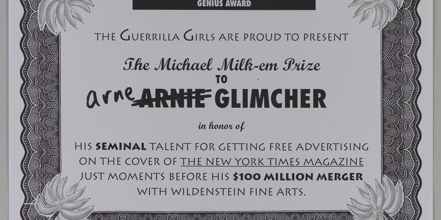 The Guerrilla Girls are Proud to Present The Michael Milk-em Prize to ...
