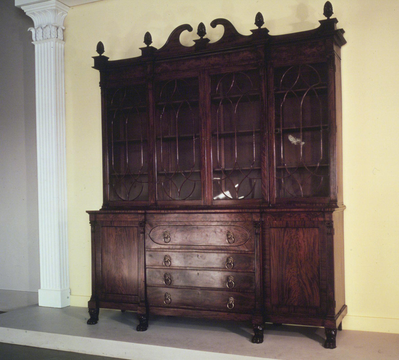 Bookcase on Cabinet Base With Pediment Top · Brooklyn Museum