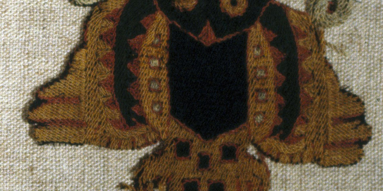 Textile fragment or Mantle, Field, fragment, mounted on modern fabric ...