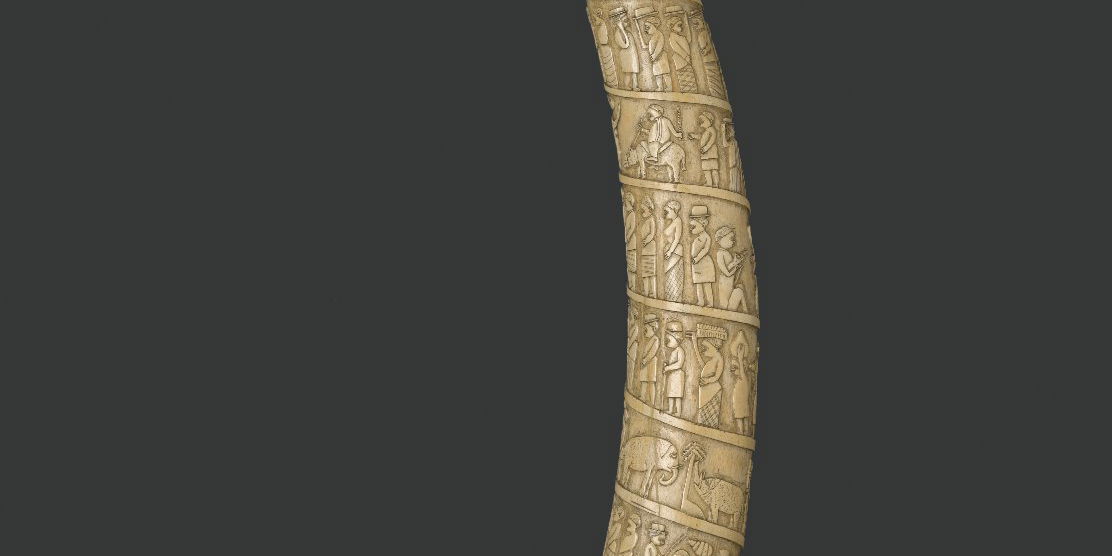 Elephant Tusk Carved with Figures in Relief · Brooklyn Museum