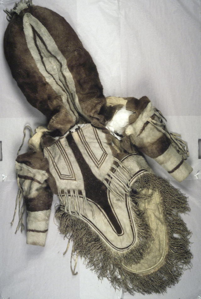 Woman's Parka with brown and white fur designs · Brooklyn Museum