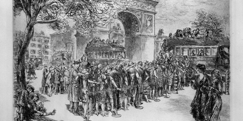 Busses in Washington Square · Brooklyn Museum