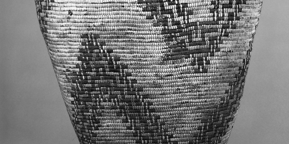 Imbricated Basket with zig-zag stripe designs · Brooklyn Museum