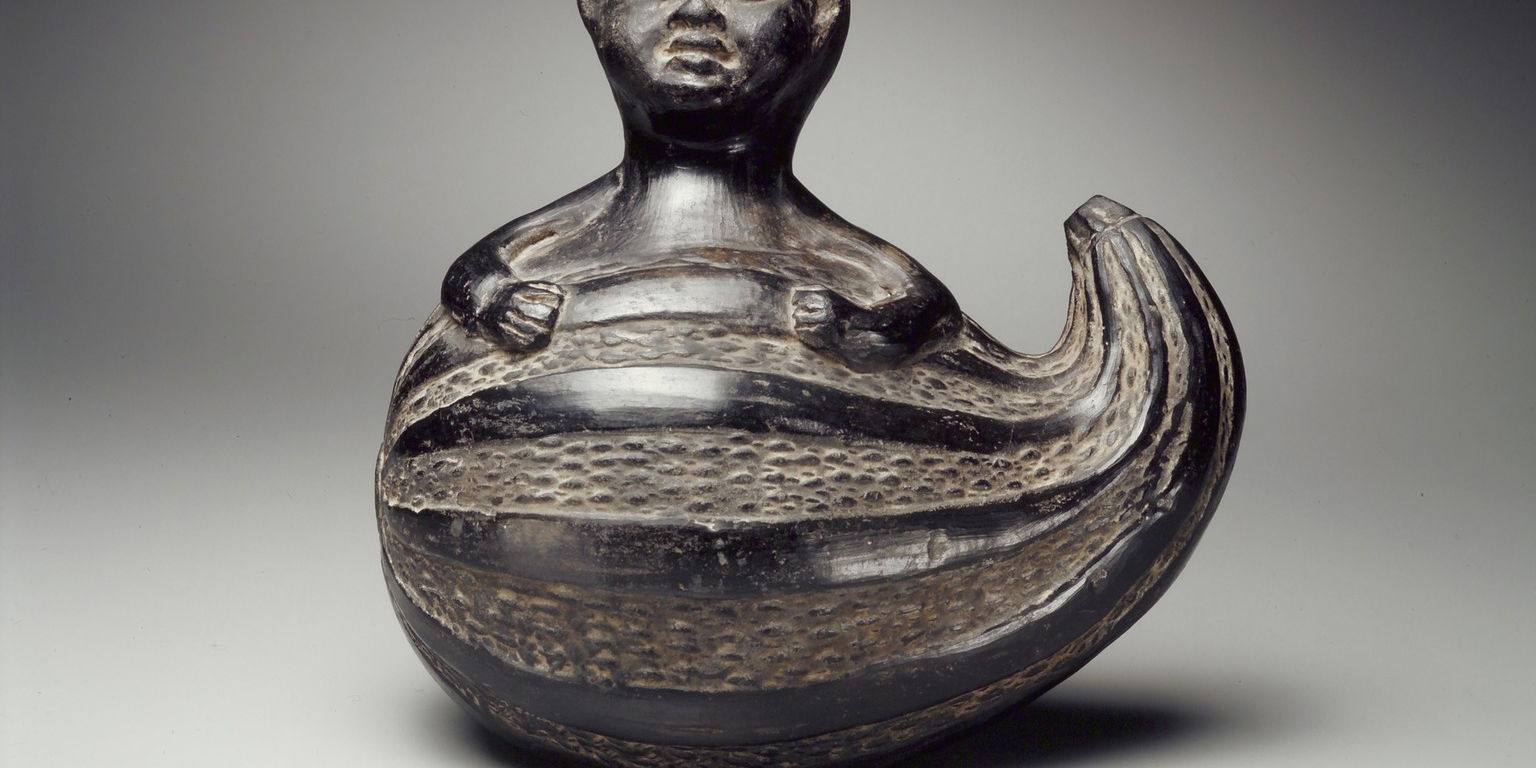 Effigy Vessel in Form of a Human Figure Emerging from a Gourd · Brooklyn Museum