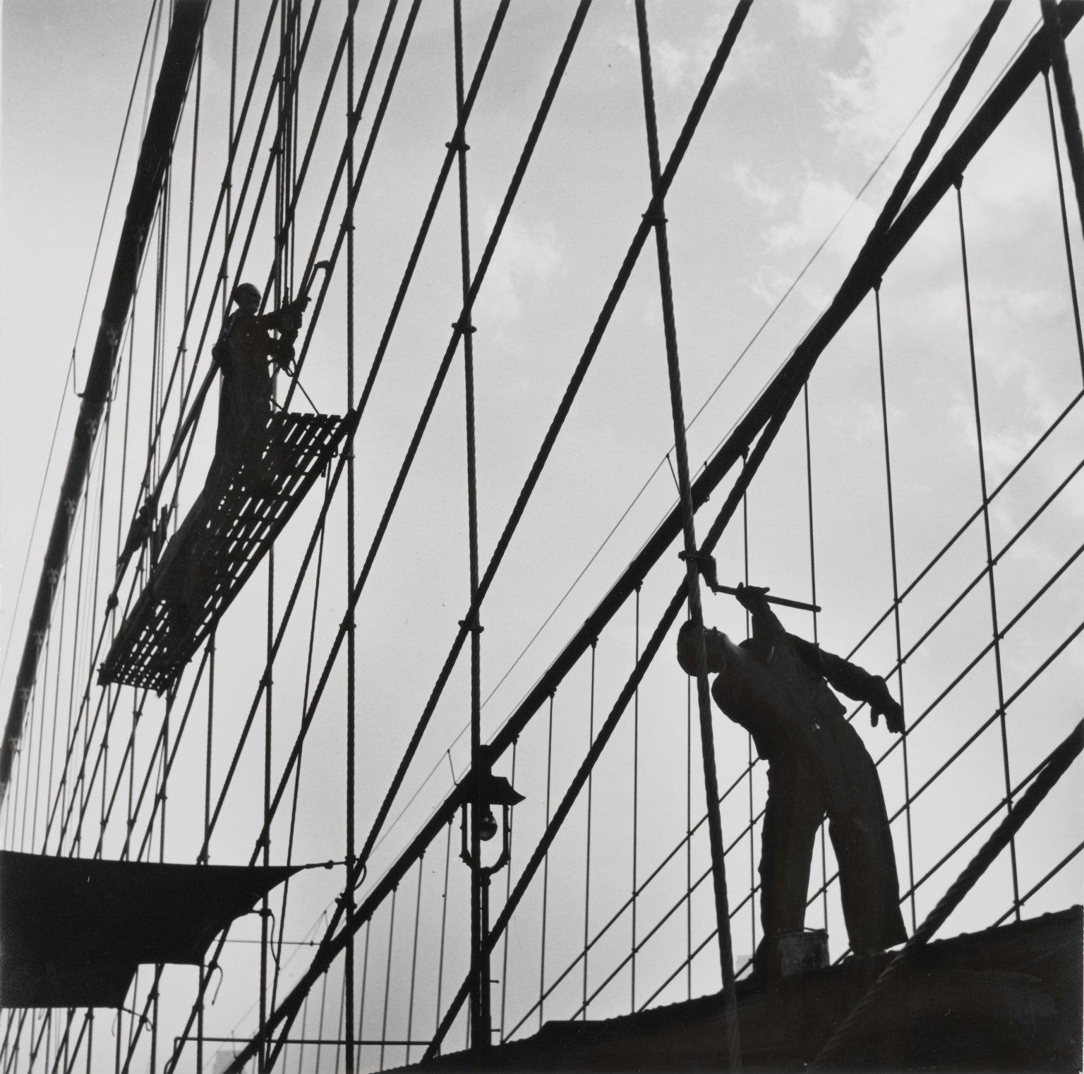 New York Harbor, Painters at Work on the Brooklyn Bridge, November ...