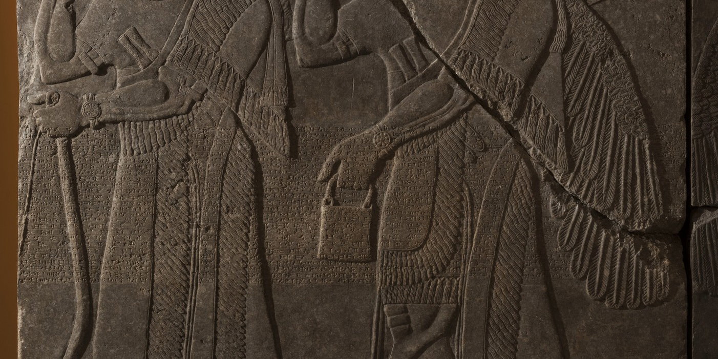 Apkallu-figure and King Ashur-nasir-pal II · Brooklyn Museum