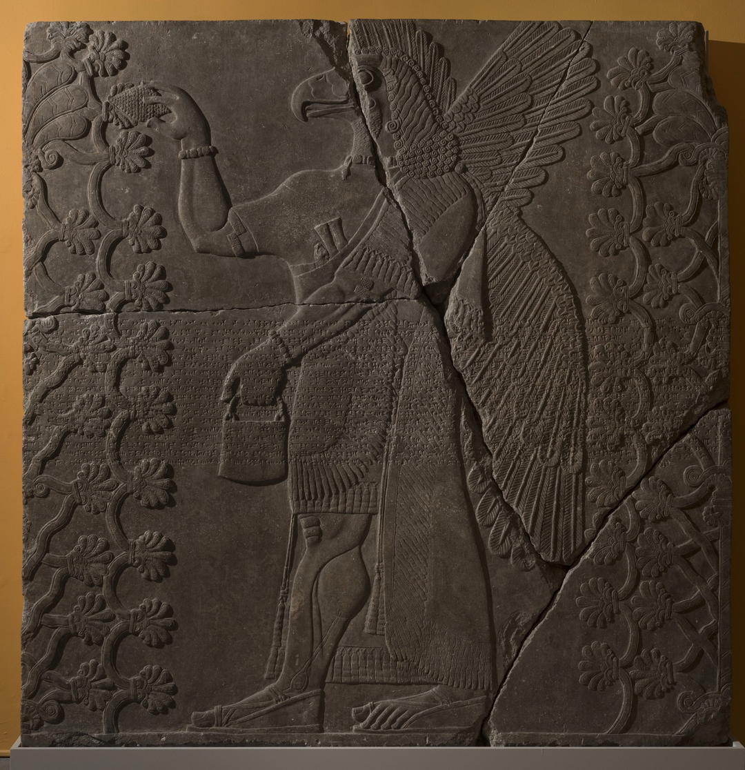Apkallu-figure Between Two Sacred Trees · Brooklyn Museum
