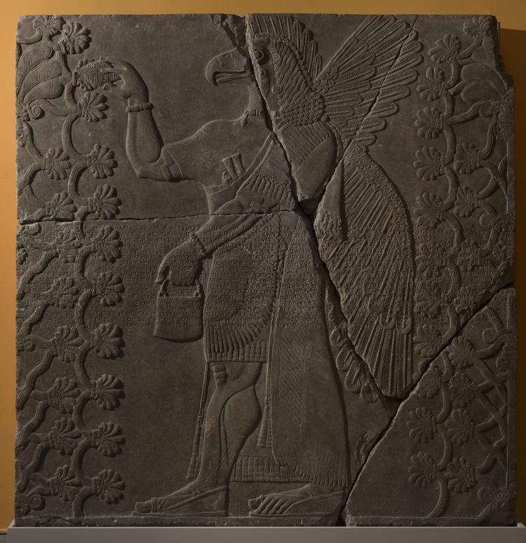 Apkallu-figure Between Two Sacred Trees · Brooklyn Museum