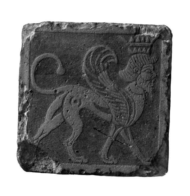 Tile with Winged, Crowned Sphinx · Brooklyn Museum