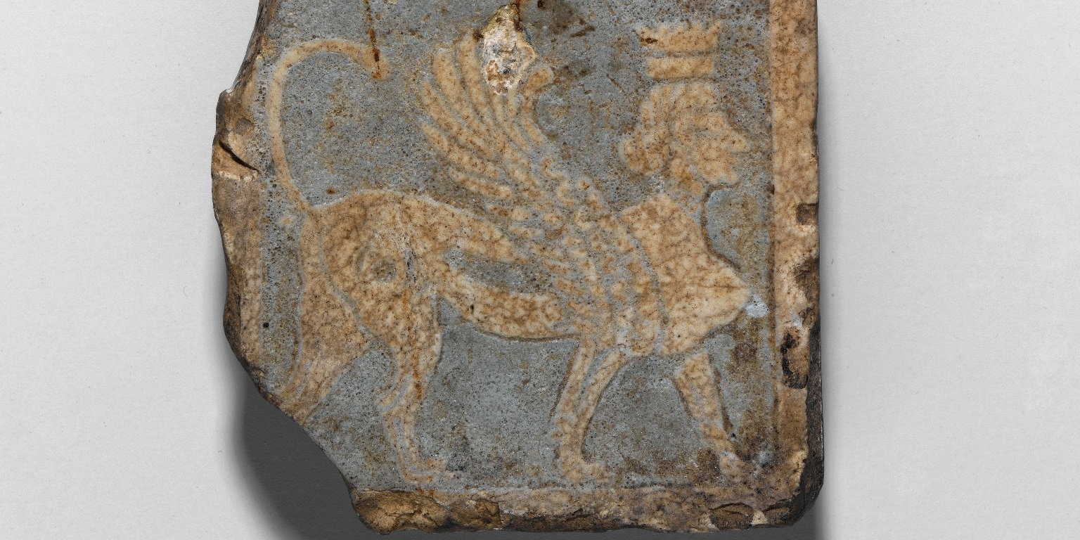 Tile with Winged Crowned Female Sphinx · Brooklyn Museum