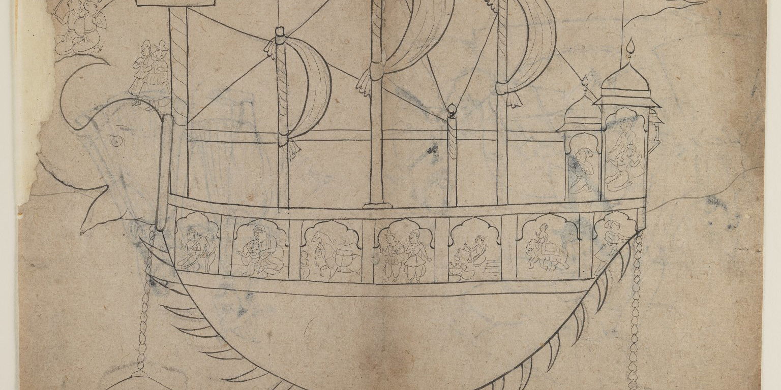 Line Drawing of a Fanciful Boat · Brooklyn Museum
