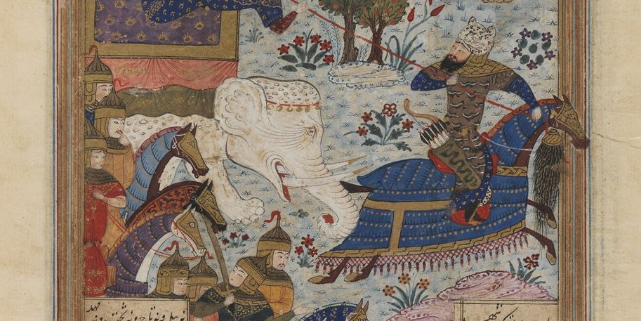 “Rustam Lassoes the Khaqan (Ruler) of China,” Page from an Illustrated ...