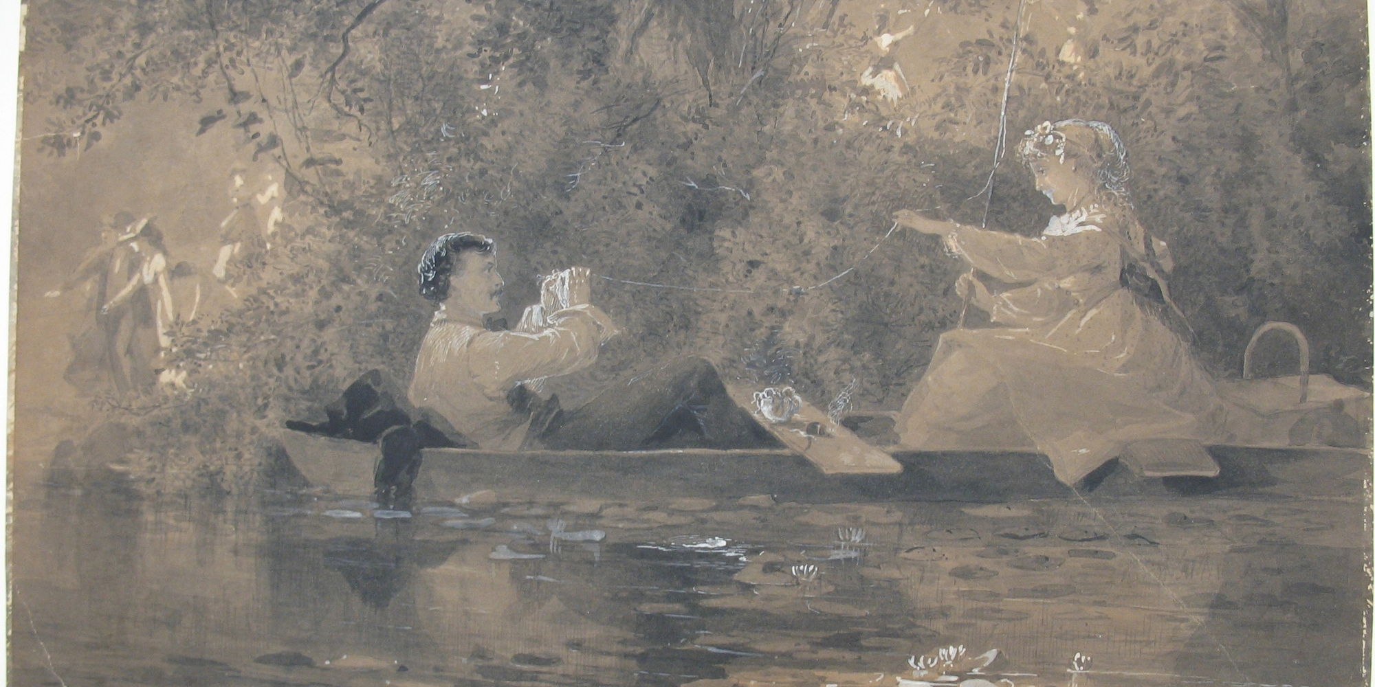 Two Figures in a Punt with Foliage Background · Brooklyn Museum