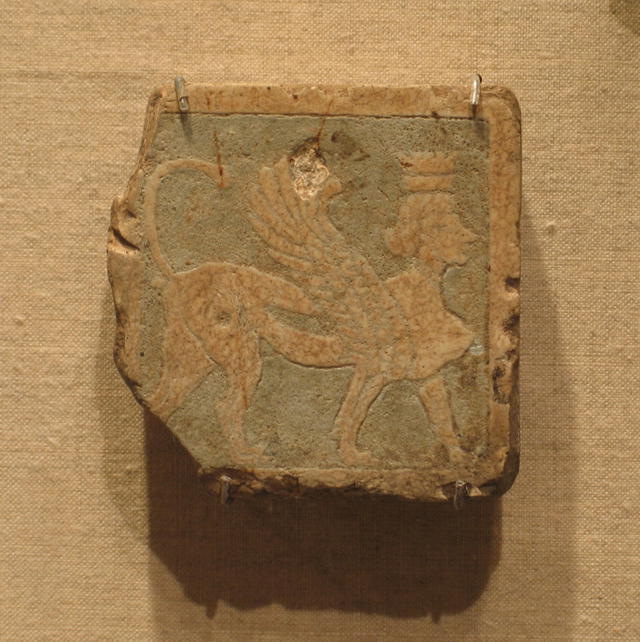Tile with Winged Crowned Female Sphinx · Brooklyn Museum