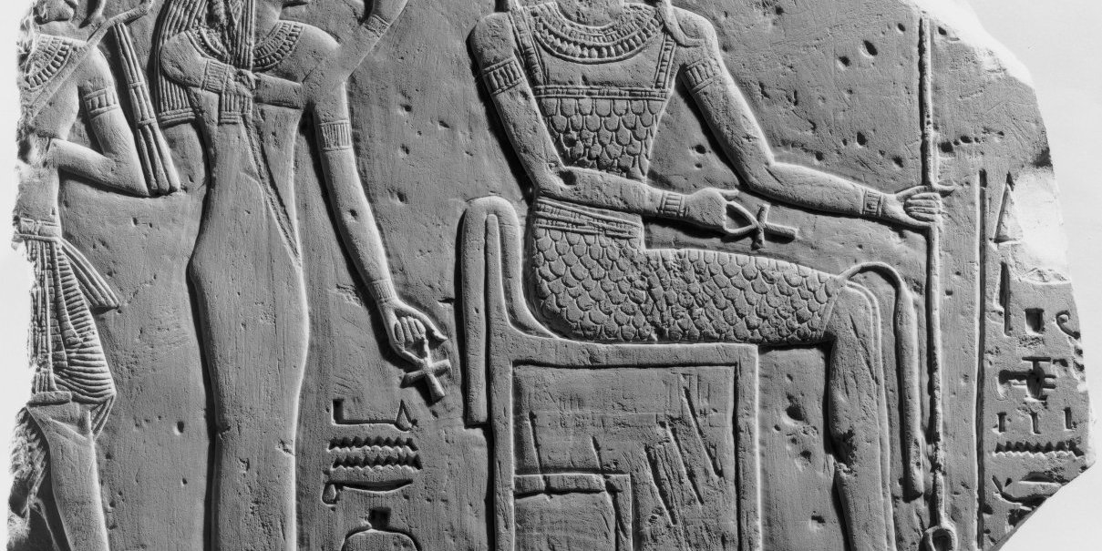 Relief of Amun, Ahmose-Nefertari, and King Amunhotep I · Brooklyn Museum