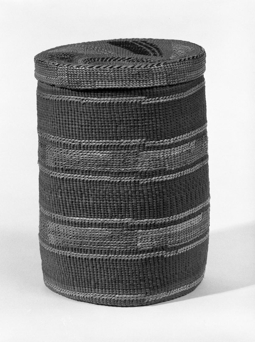 Twined Cylinder Basket with Lid with False Embroidery · Brooklyn Museum